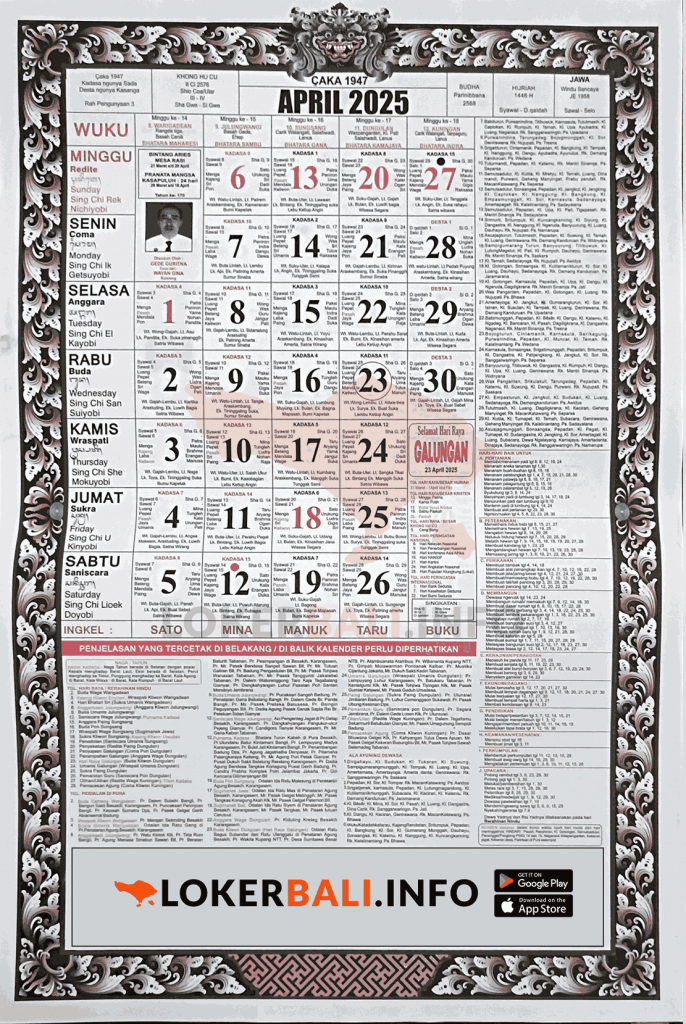 Kalender Bali 2025 Lengkap Beserta Hari Penting Nasional - Loker Bali Info Blog