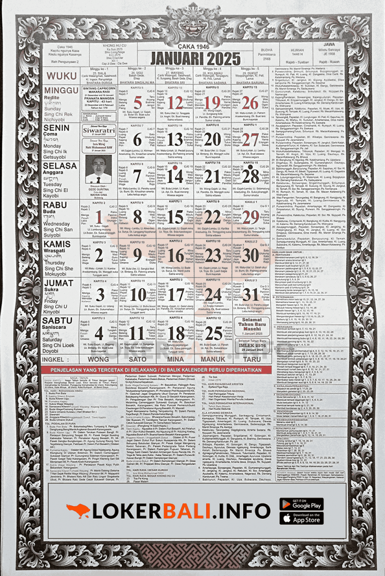 Kalender Bali 2025 Lengkap Beserta Hari Penting Nasional - Loker Bali Info Blog